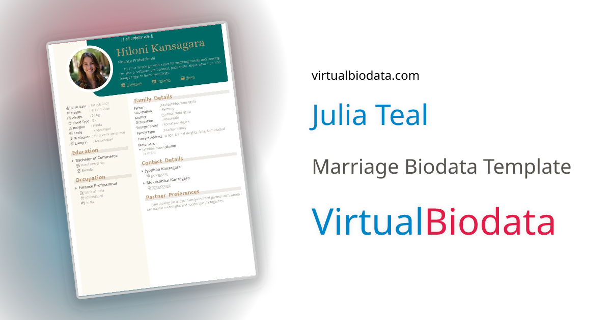 Julia Teal | VirtualBiodata